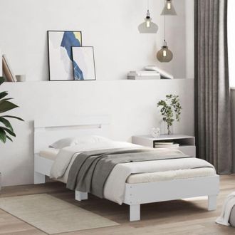 vidaXL vidaXL Cadre de lit sans matelas avec t&ecirc;te de lit blanc 75x190 cm