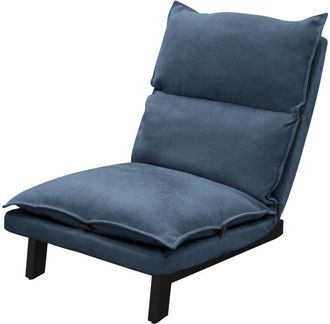 ML Design Bodenstuhl Blau, Bodensessel gepolstert, verstellbare R&uuml;ckenlehne, Leinenbezug, Stahlgestell, Loungesessel Sitzkissen Bodensofa Bodensitz Bodenkissen