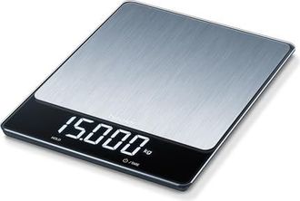 Beurer KS 34 XL Balance de cuisine en acier inoxydable pour un poids pr&eacute;cis jusqu&agrave; 15 kg, avec fonction de tare pratique, fonction de maintien et affichage M