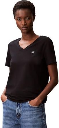 Calvin Klein T-Shirt Manches Courtes Femme Archive Jersey Tee avec Col en V, Noir (Black), XXL