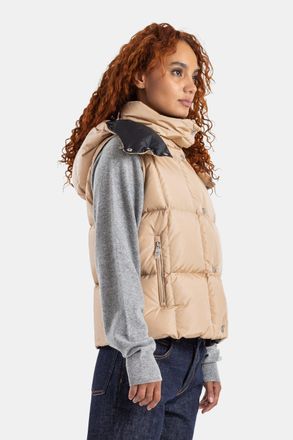 Moncler Womens Doudoune Sans Manches Macareux Beige Down Jackets Coat