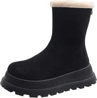 Generic Bottes dhiver pour femme - Coupe large - Chaudes - &Eacute;l&eacute;gantes - Couleur unie - Fermeture &eacute;clair dans le dos - Semelle &eacute;paisse - Confortables - D&eacute;contra