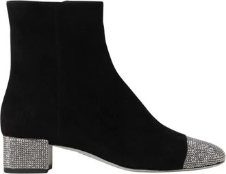 Rene Caovilla Femme, Chaussures, Noir, Taille: 40 EU Bottines en daim noir orn&eacute;es de cristaux