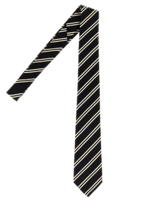 Saint Laurent Mens Embroidered Jacquard Tie Blackivory Exterior: Silk Lining: Cravatte E Papillon Ties