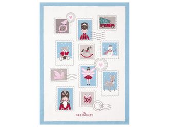 Green Gate Tea Towel Piece Printed Xmas Letter White