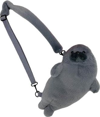 Generic Joli sac &agrave; main en peluche phoque, sac &agrave; bandouli&egrave;re en fourrure douce, pour femme et fille, gris, 37.0*3.0*23.0