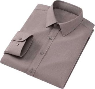 Generic Chemises &agrave; manches longues en laine pour homme, coupe ajust&eacute;e, couleur unie, hauts de bureau et daffaires, S9786, XXL
