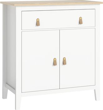 HOMCOM Sideboard, moderner Aufbewahrungsschrank mit Schublade, verstellbarer Ablage und PU-Griffen f&uuml;r Wohnzimmer, Esszimmer, K&uuml;che, Wei&szlig;