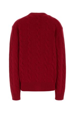 Ami Womens Red Wool Cardigan Rouge Rubis Exterior: Merino Maglieria Sweater