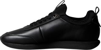 Calvin Klein Herren Runner Sneaker Retro Sock Laceup aus Leder, Schwarz (Triple Black), 39