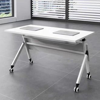 Generic Mobiler Klapptisch, moderner wei&szlig;er Klappkonferenztisch mit feststellbaren Rollen, rechteckiger Schulungstisch f&uuml;r Besprechungsr&auml;ume und B&uuml;ros, multif