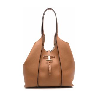 Tod's Braune Leder-Tote mit Goldfarbenem Logo - - Bags - Damen - Braun - ONE SIZE