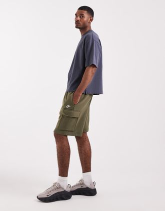 Nike Club - Short cargo en polaire - Kaki-Vert