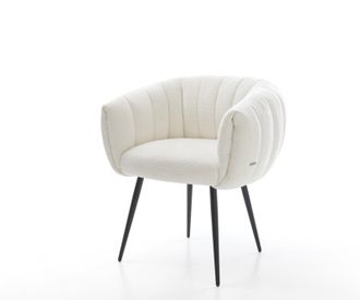 DELIFE Esszimmerstuhl Jada-Flex Boucl&eacute; Soft Beige 4-Fu&szlig; konisch Schwarz Taschenfederkern, Esszimmerst&uuml;hle