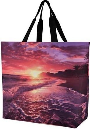 Generic Coucher De Soleil Sur La Plage Sac Fourre-Tout L&eacute;ger Tote Bag Imperm&eacute;able Sac A Main Femmes Pour Travail Shopping Voyage