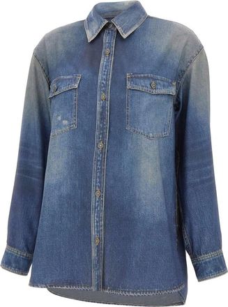 Golden Goose Femme, Blouses et Chemises, Bleu, Taille: 40 FR Chemise en denim oversize