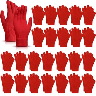 Satinior 4 Paare Magie Winter Handschuhe Unisex Dehnbar Stricken F&auml;ustling Bulk Voll Finger Warmer Handschuh f&uuml;r Herren Damen Sports (Rot, &uuml;ber 18 Jahre)