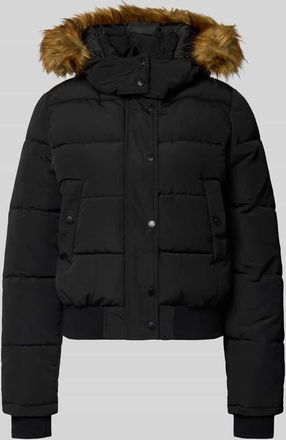 Review Steppjacke mit Kapuze, Kunstfellbesatz und Rippb&uuml;ndchen