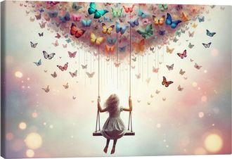 Posterlounge Traumflug auf Schmetterlingsfl&uuml;geln Leinwandbild von Michael artefacti 30 x 20 cm Bunt Wandbilder Wanddeko