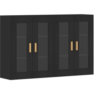 vidaXL Wandschr&auml;nke 2 Stk. Schwarz Holzwerkstoff - Vidaxl