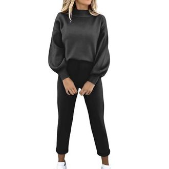 Generic Ensemble de v&ecirc;tements de d&eacute;tente pour femme en velours et &eacute;pais - Style d&eacute;contract&eacute; - Cardigan dhiver - Pantalon de sport - Ensemble deux pi&egrave;ces de vo