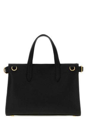 Burberry Grained Calf Leather Top Handle Bag - Black
