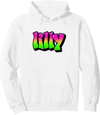 BDAZ Lilly Graffiti Personalisierter Name Gr&uuml;n Rosa Frauen M&auml;dchen Pullover Hoodie