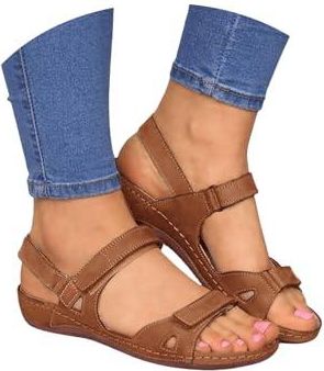 Generic Sandales orthop&eacute;diques larges pour femme, sandales et sandales confortables &agrave; bout ouvert pour femme, sandales compens&eacute;es dext&eacute;rieur antid&eacute;rapantes av