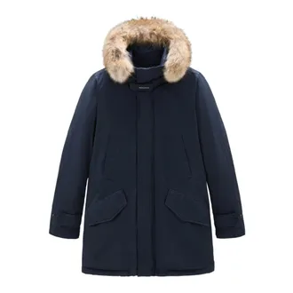 Woolrich Homme, Vestes, Bleu, Taille: XL Parka &agrave; col haut en fourrure - XXS