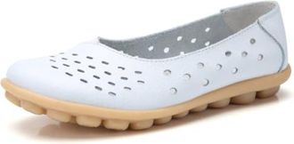 Generic Mocassins en Cuir ajouré pour Femmes, Chaussures Plates décontractées à Bout Rond, Confortables, pour la Marche la Conduite Le Bateau et Les Soins Inf