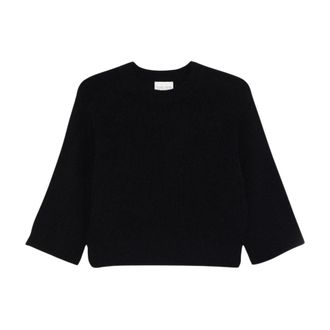 Forte_Forte Cropped Rundhals-Pullover - - Knitwear - Damen - Schwarzk - XS