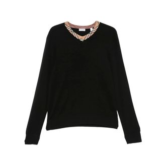 Burberry Homme, Pulls, Noir, Taille: L V-neck Tricots