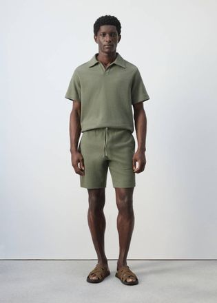 Mango Polo textur&eacute; regular-fit vert for&ecirc;t - Homme - XXL - MANGO MAN