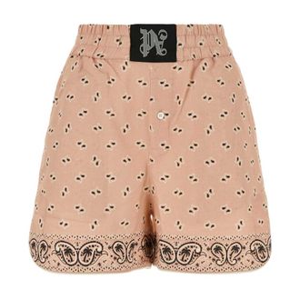 Palm Angels Bedruckte Shorts aus Leinenmischung - - Shorts - Damen - Mehrfarbig - S