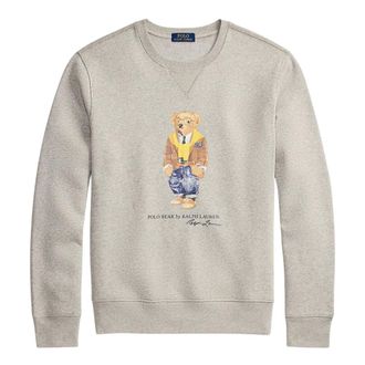 Ralph Lauren Homme, Sweatshirts et sweats &agrave; capuche, Gris, Taille: M Pull molletonn&eacute; ras du cou fantaisie avec ours