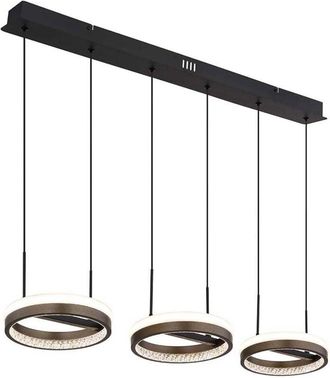 Globo Lighting H&auml;ngelampe Pendellampe Esszimmerlampe grau Kristalle 3 flammig cct led h 150 cm