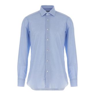 Barba Honeycomb Baumwollhemd - - Shirts - Herren - Blau - S