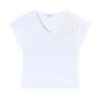 Motivi T-Shirt mit Stickerei auf der Schulter - - Tops - Damen - Wei&szlig; - S