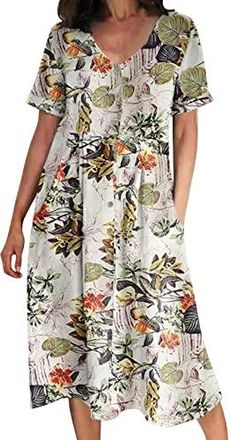 Generic Générique Robe Verte Femme - Tablier carré en Coton et Lin pour Femmes Robe de Travail de Jardin Robe Noire Simple