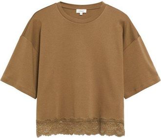 s.Oliver Kurzarmshirt T-Shirt T-Shirt mit &uuml;berschnittenem Arm und Spitzenkante
