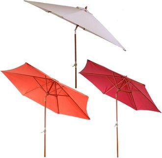 Mendler Parasol de jardin en bois parasol de marché Florida 3m, stable, inclinable, manivelle - terre cuite