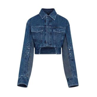 Off-white Motorradjacke mit Lochmuster - - Jackets - Damen - Blau - M