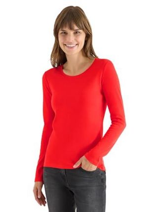 Cecil 3120346 T-Shirt Basique &agrave; Manches Longues, Orange Pumkin, M Femmes