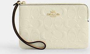 Coach Tasche Aus Signature-Leder Mit Handgelenkschlaufe, Rundumrei&szlig;verschluss Und Anh&auml;nger