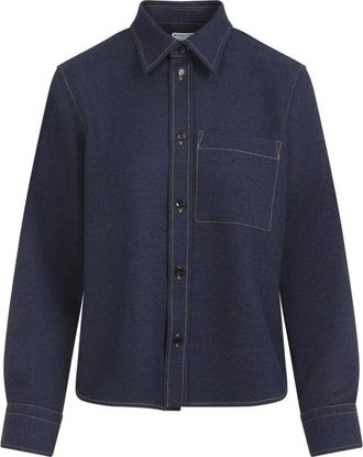 Bottega Veneta Homme, Chemises, Bleu, Taille: L Wool Drill Shirt