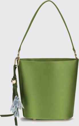 Self Portrait Gr&uuml;ne Mini-Beuteltasche aus Polyestersatin mit Henkel