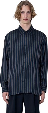Dries Van Noten Homme, Chemises, Bleu, Taille: M Chemise Boutonn&eacute;e &agrave; Rayures