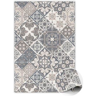 Tulup Tapis Vinyle pvc &Eacute;l&eacute;gant Protection pour le Sol - Fleurs catalanes - 120x180 cm