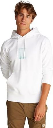 Calvin Klein Sweat &agrave; Capuche Homme Brush Stroke Graphic en Coton, Blanc (Bright White), L