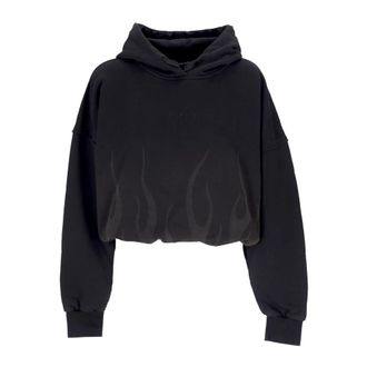 Vision Of Super Flames Cropped Hoodie Schwarz - - Sweatshirts & Hoodies - Damen - Schwarzk - M